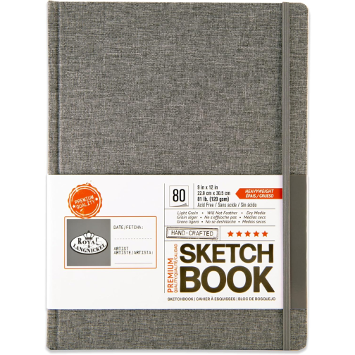 Royal & Langnickel 9 x 12 inch Grey Fabric Hardbound Sketchbook • Colemans