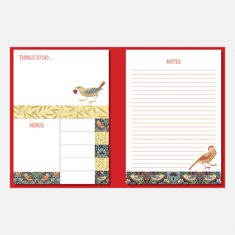 The Gifted stationery Co Sticky Note Folder Strawberry Thief • Colemans